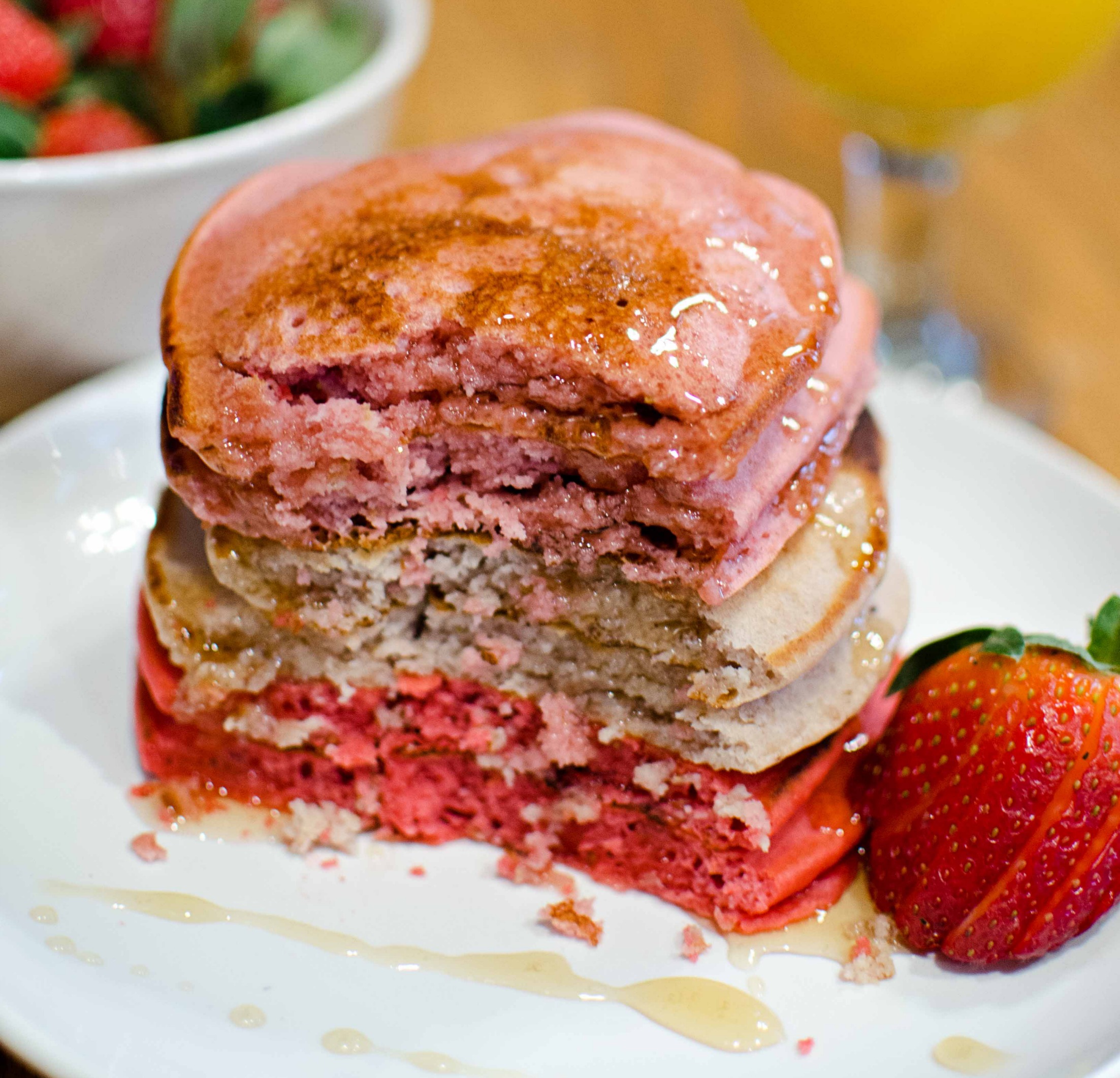 Valentines Day Pink Strawberry Pancakes Recipe